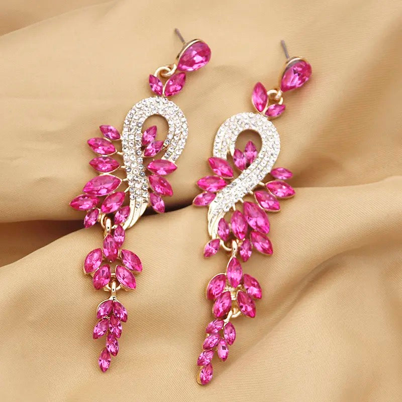 Hollywood Crystal Earrings (Pink) – Rome Fashion House