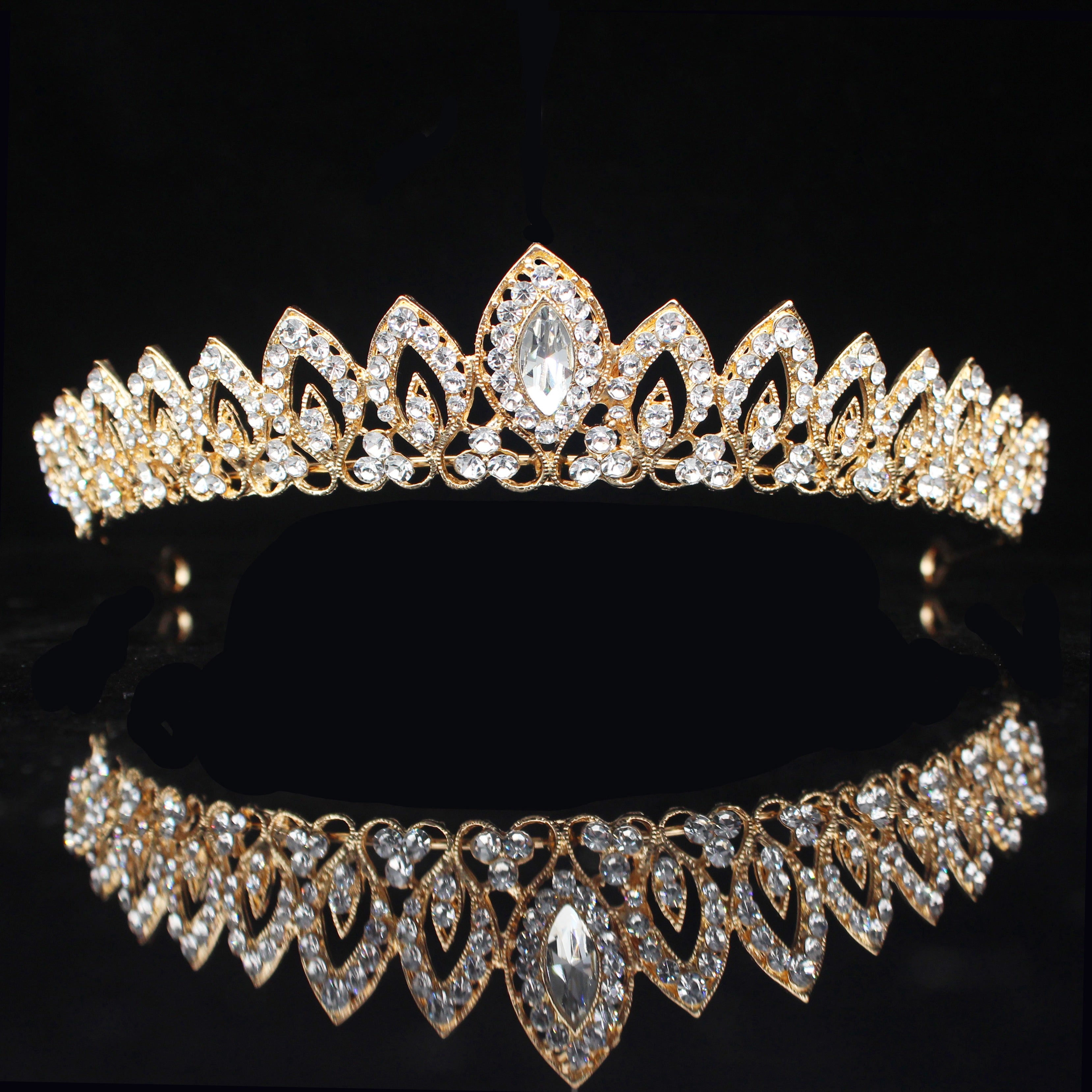 Anna Crystal Tiara (Gold) – Rome Fashion House